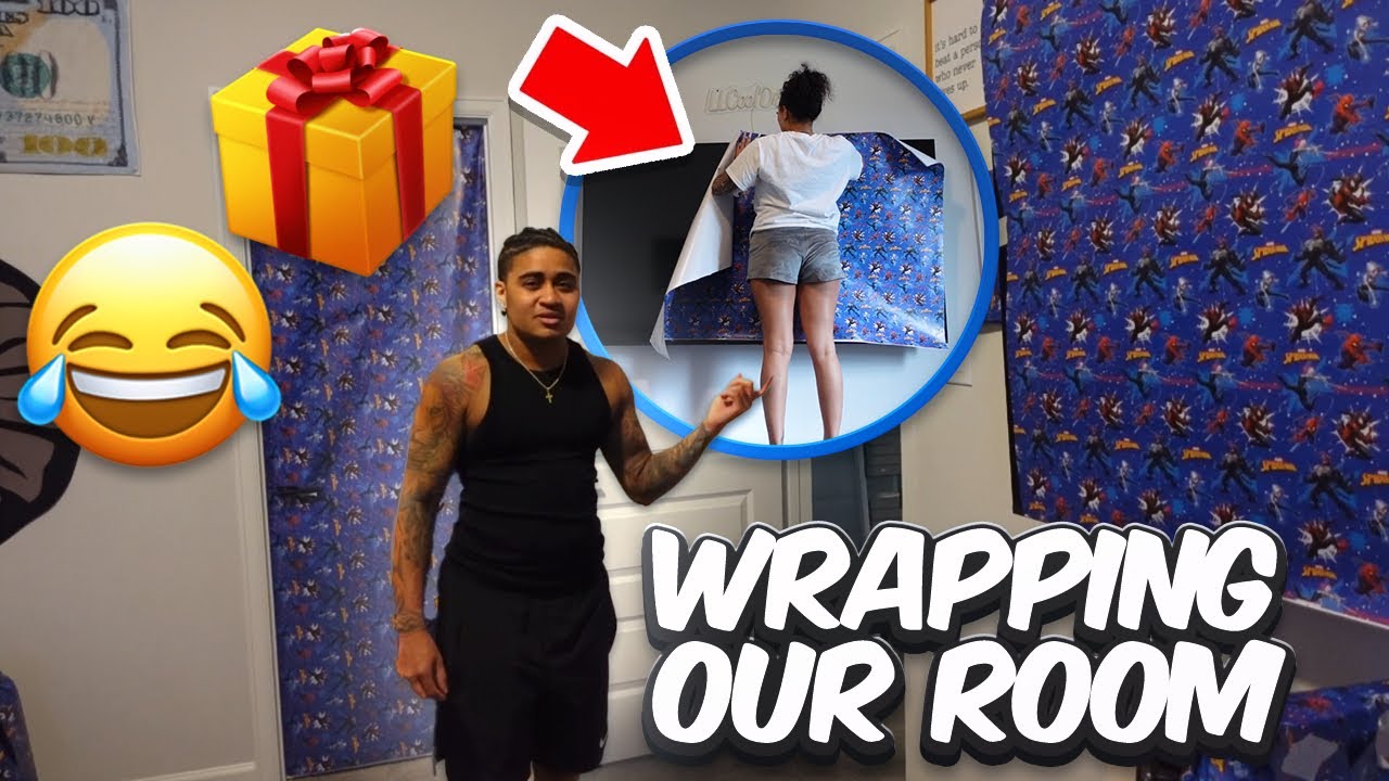 I WRAPPED HIS ENTIRE GAME ROOM IN WRAPPING PAPER 🎁 Prank gone wrong ...