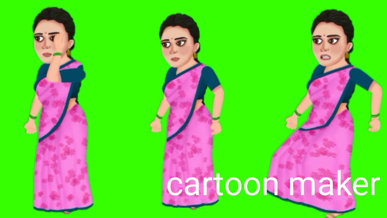 green screen cartoon video ll Indian woman talk Animation l ...