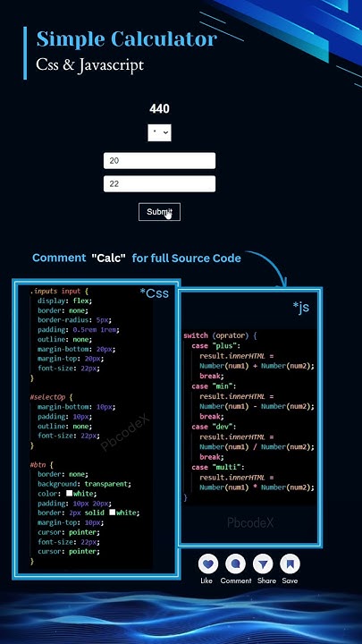 calculator Via Javascript | Frontend Project #html #css #javascript #project - YouTube