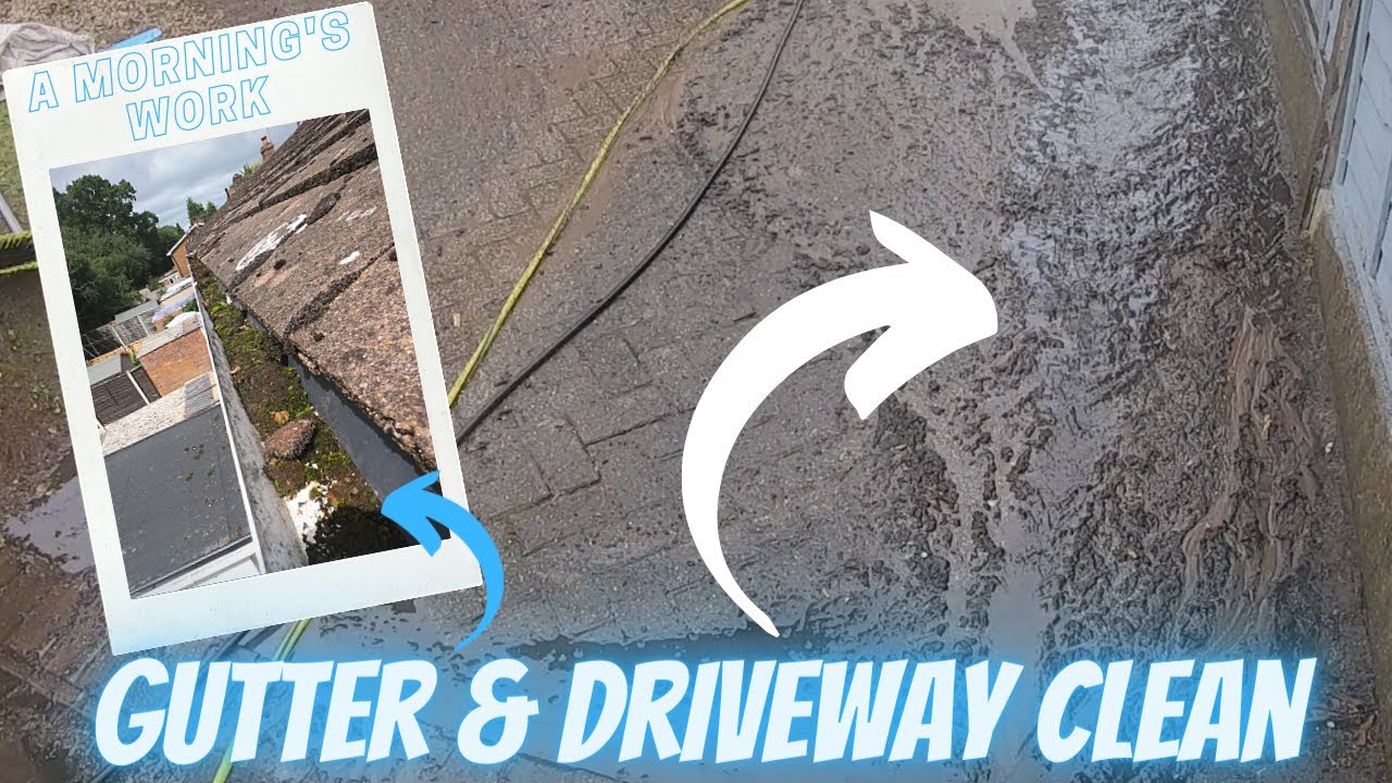 Driveway Pressure Washing & Gutter Cleaning [ A MESSY MORNING ] - YouTube