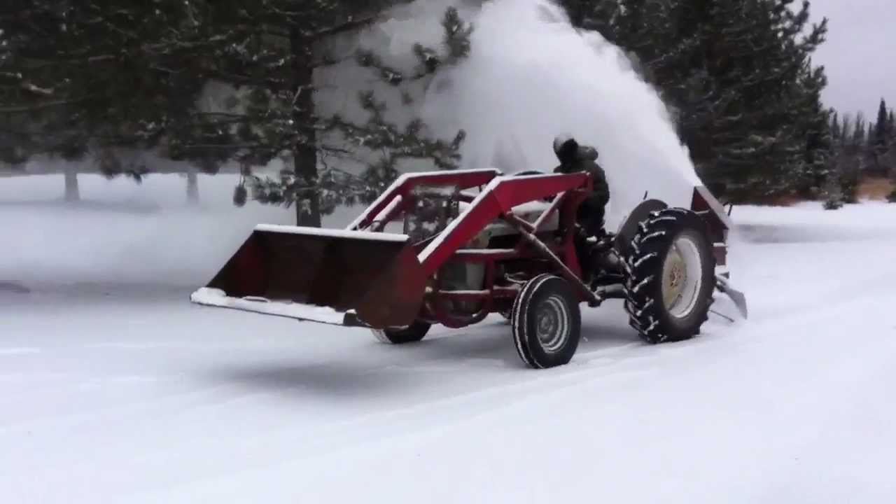 PTO-driven Snow Blower On '55 Ford 640 - YouTube