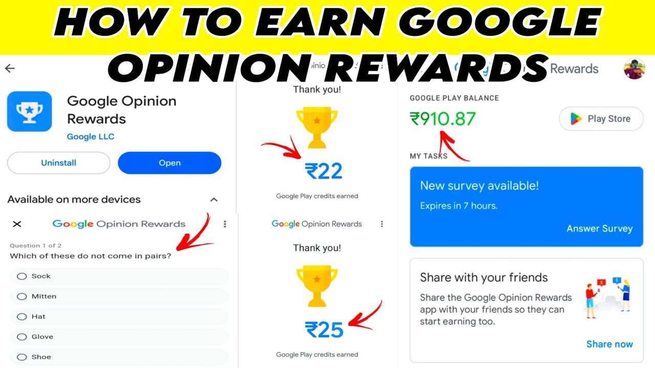 How To Earn Money In Google Opinion Rewards || Google Opinion Rewards ...