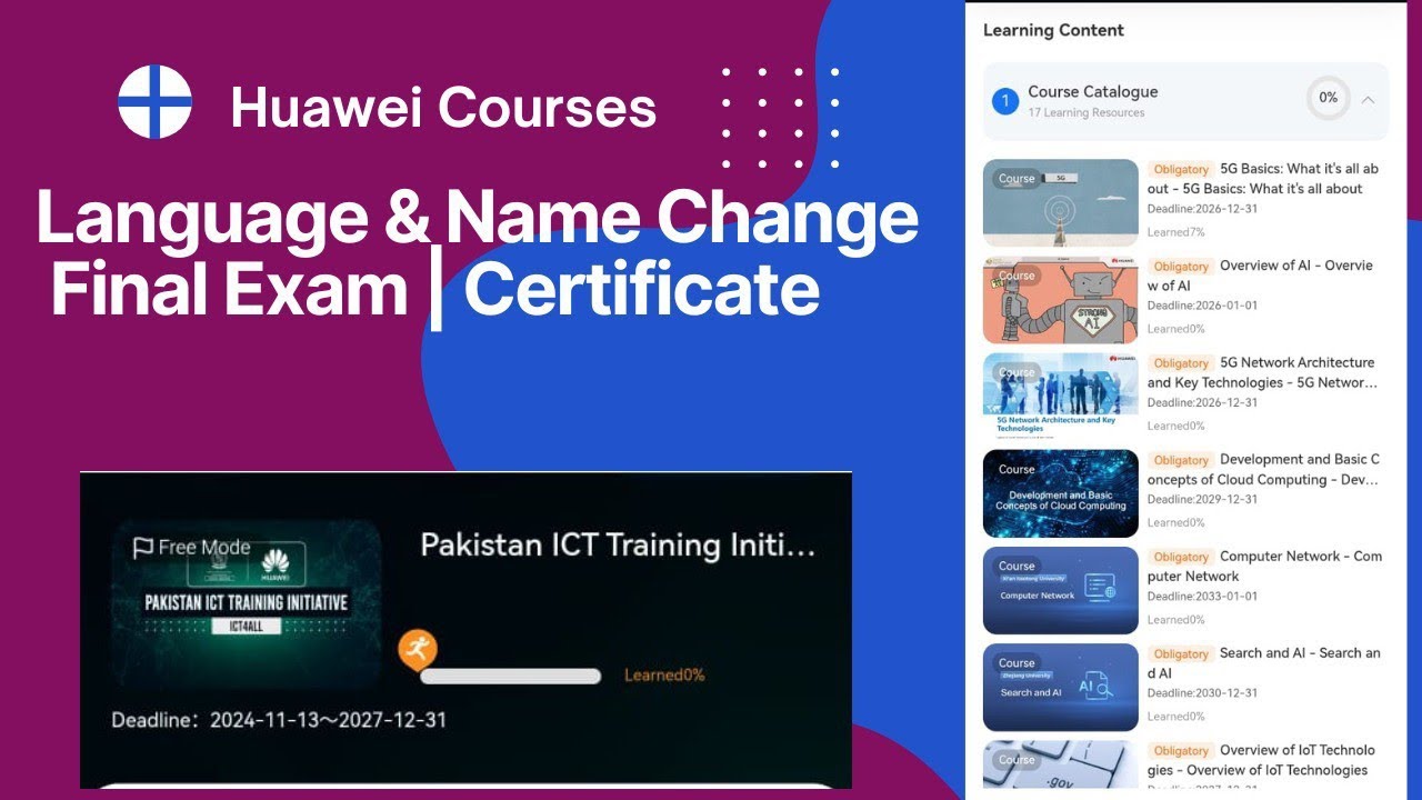 Huawei course | Language change, Name change, Exam, Certificate ...