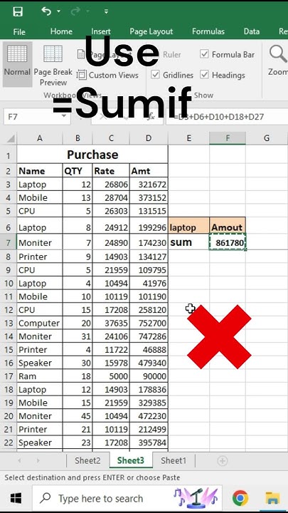 Excel SUMIF Formula Explained with Examples | हिंदी में आसान तरीका #shorts - YouTube