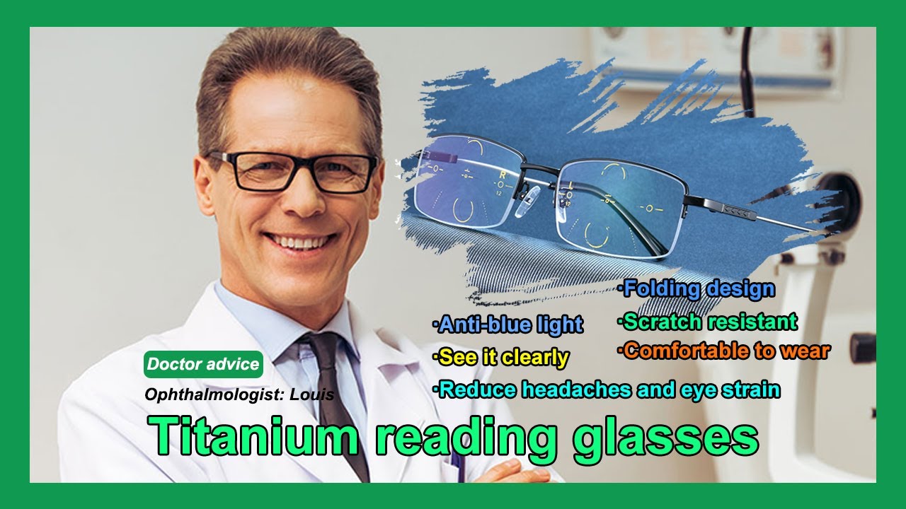 LHJ03 High-grade titanium progressive multifocal reading glasses - YouTube