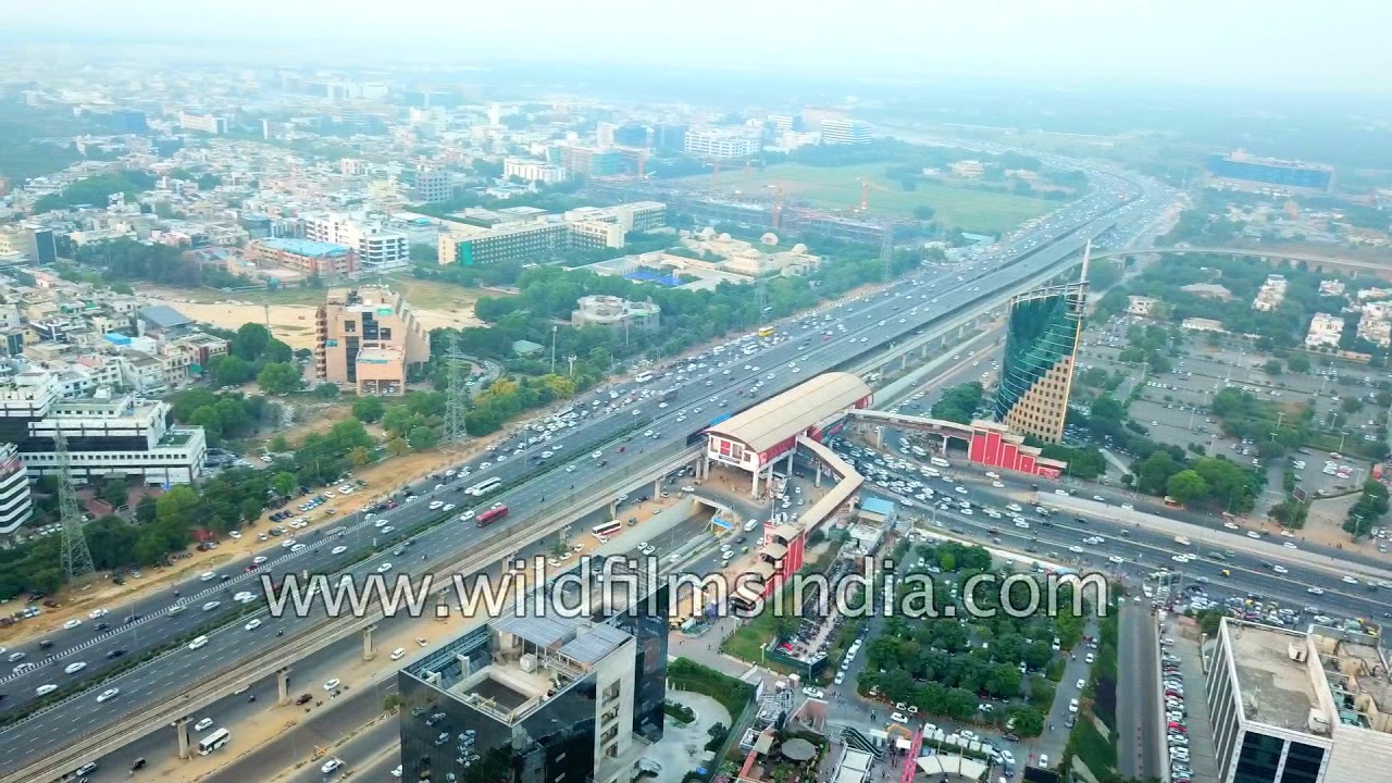Gurgaon aerial view of Delhi NCR development: dizzying traffic and ...