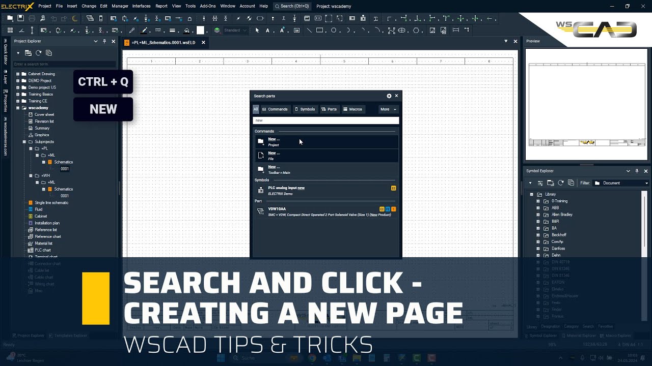 WSCAD Tutorial | Search and Click - Creating a new page - YouTube