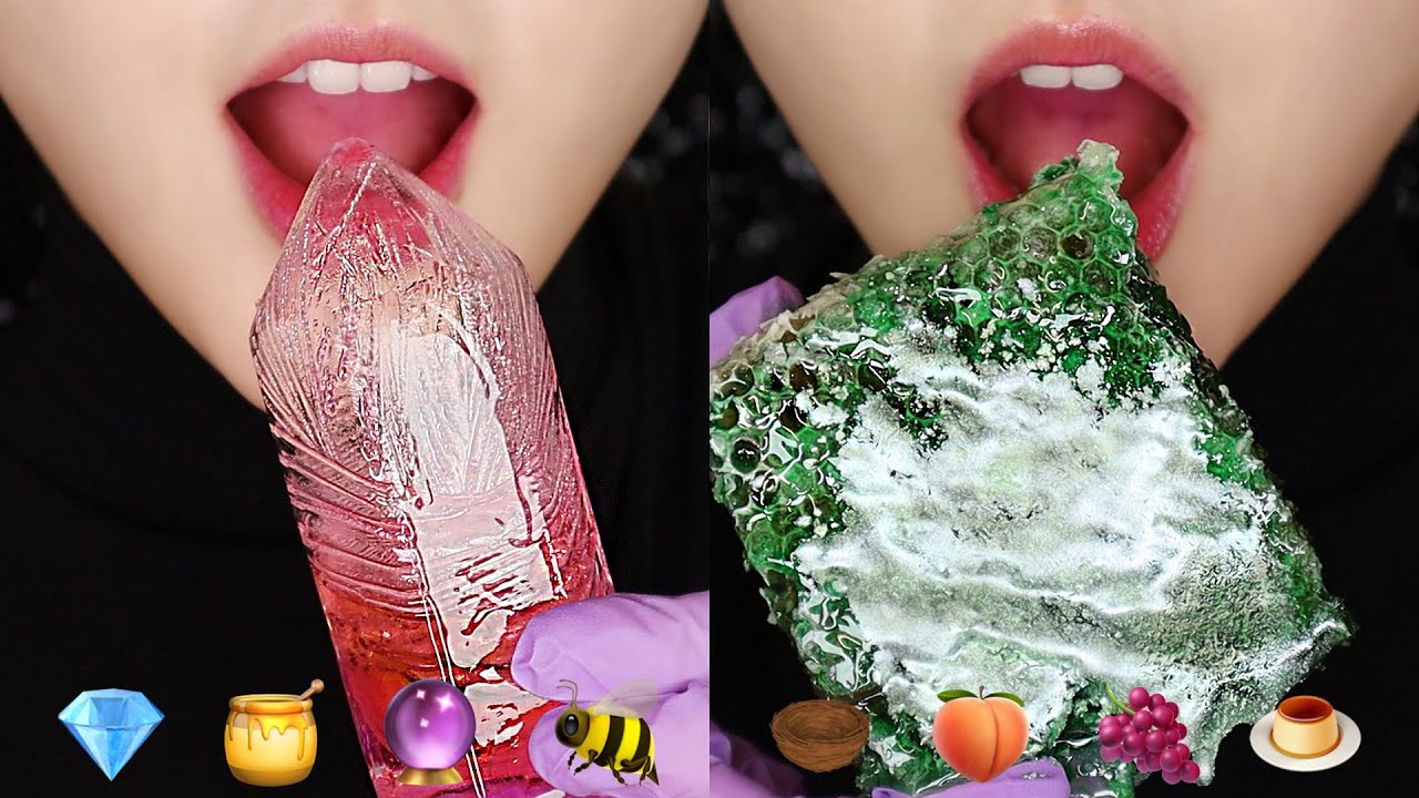 HONEYCOMB ASMR EDIBLE CRYSTAL MUKBANG EMOJI FOOD ASMR 🔮 - YouTube