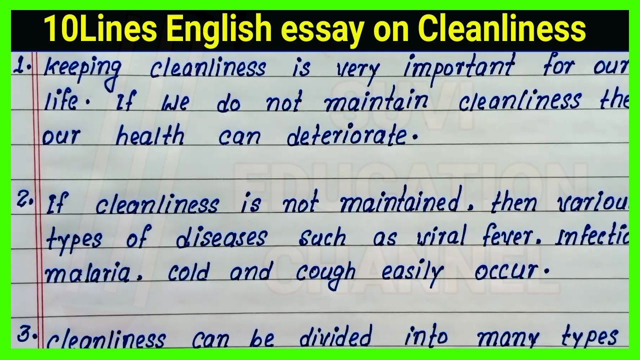Write 10 Lines English Essay On Cleanliness How To Write 10 Points On