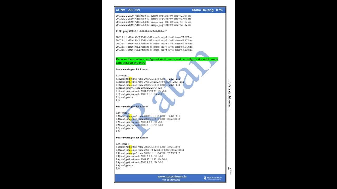 CCNA 200-301 Lab 5 static routing ipv6 - YouTube