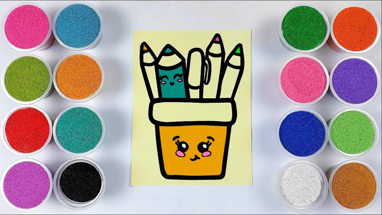 Sand Painting And Coloring Box of Pens Using Colored Sand | ASMR | SAND ...