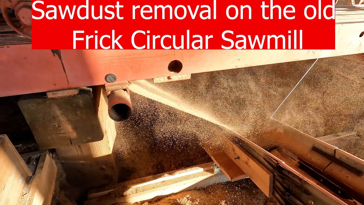 Removing sawdust on the Frick Circular sawmill - YouTube