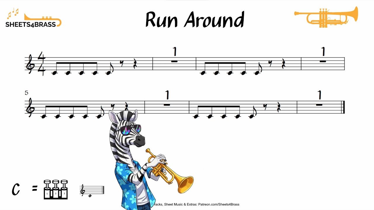 Run Around | Trumpet Solo with Sheet Music and Play Along - YouTube
