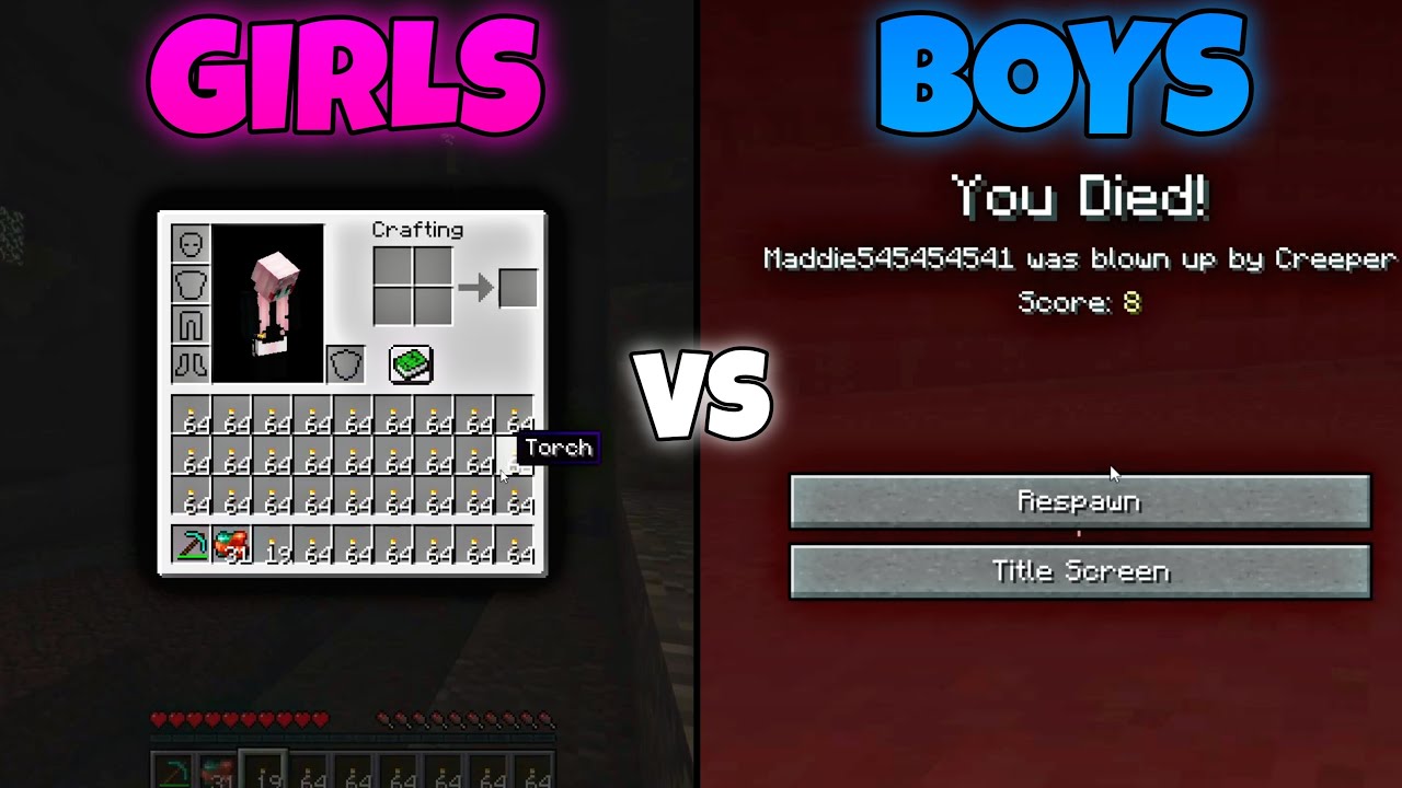 How Boys VS Girls Playing Minecraft | Girls VS Boys Minecraft ...