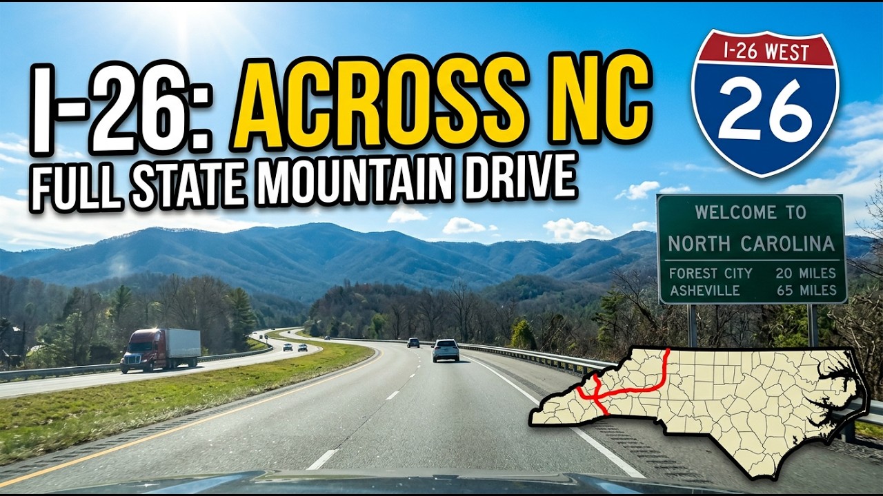 Driving on Interstate 26 across entire state of North Carolina through ...