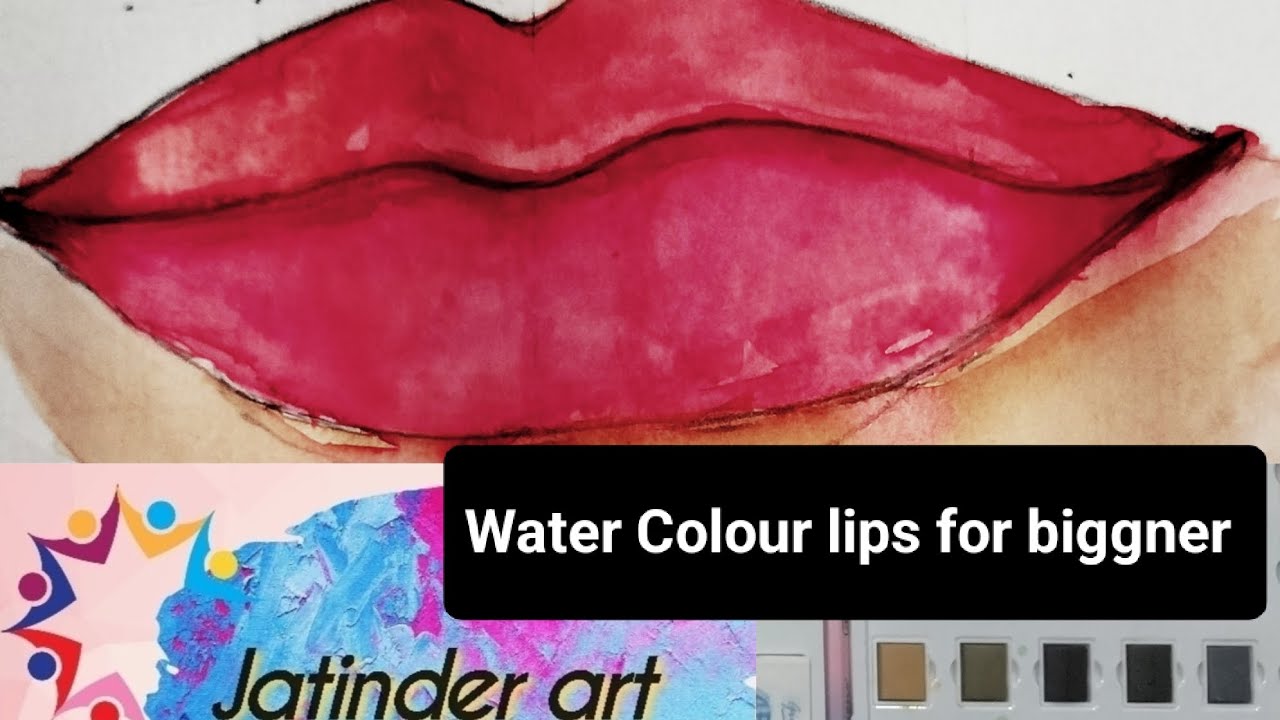 Water colour lips easy for biggner// lips painting//How to paint ...