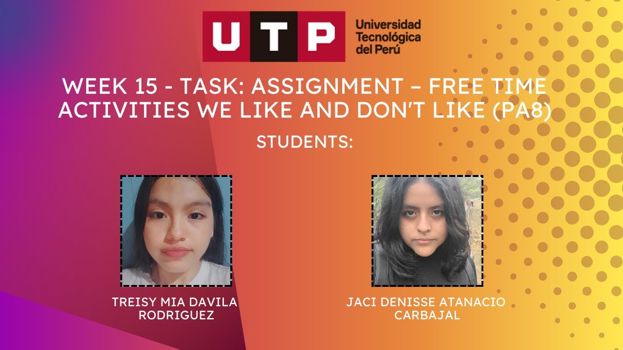 Week 15 - Task: Assignment – Free time activities we like and don't like (PA8) - YouTube