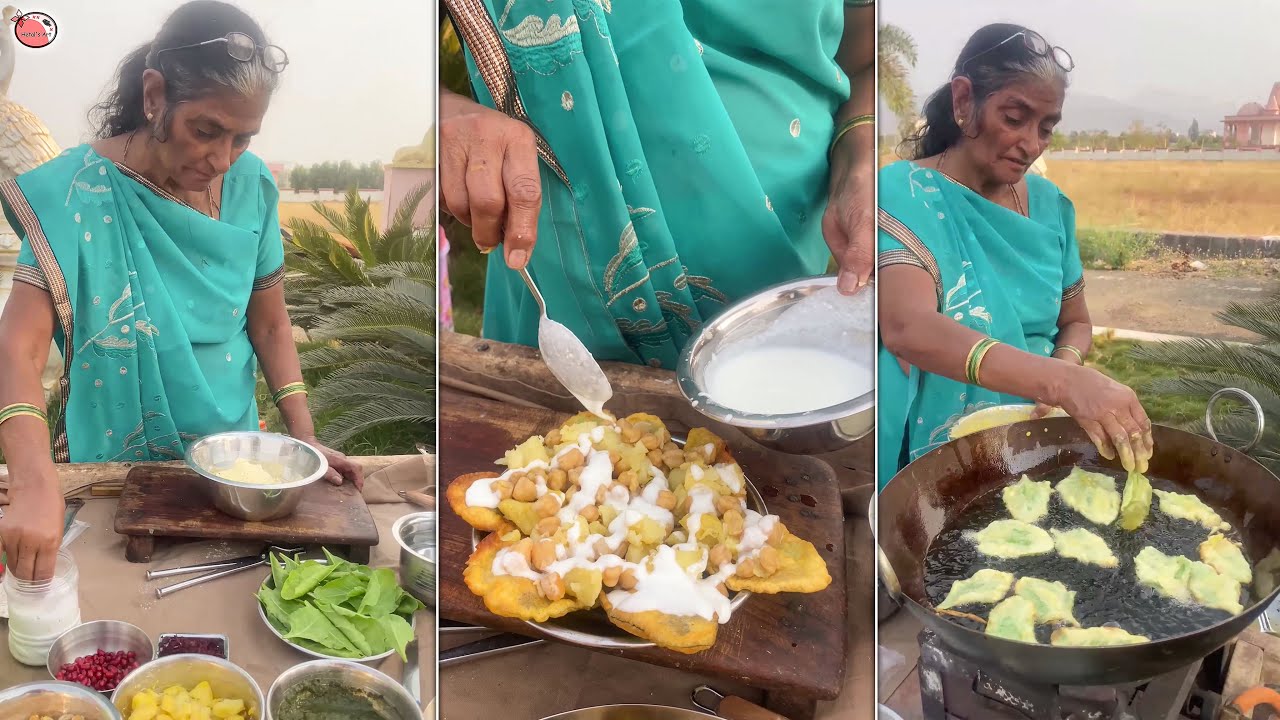 80 year old grandma making - palak bhajiya recipe - palak pakoda ...