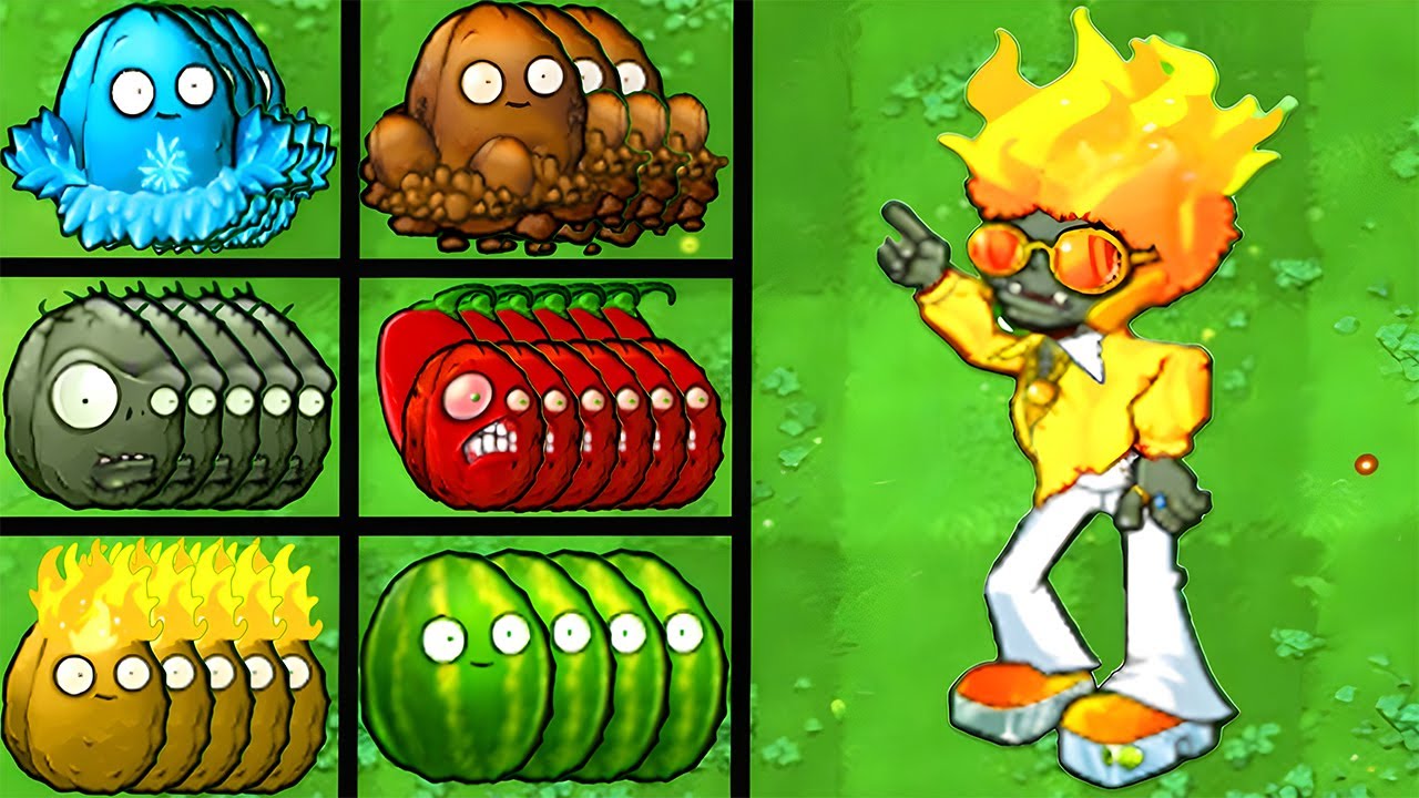 PVZ 1 Hybrid Challenge | Fire Disco Zombie Vs 7 Hybrid Wall Nuts ...