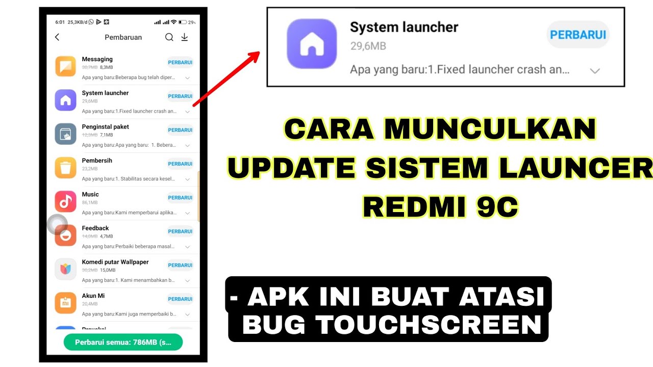 cara munculkan update sistem launcer di redmi 9c - YouTube