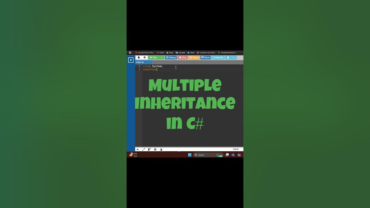 Multiple Inheritance In C# || #viralvideo || #shorts || #coding || #clanguage - YouTube