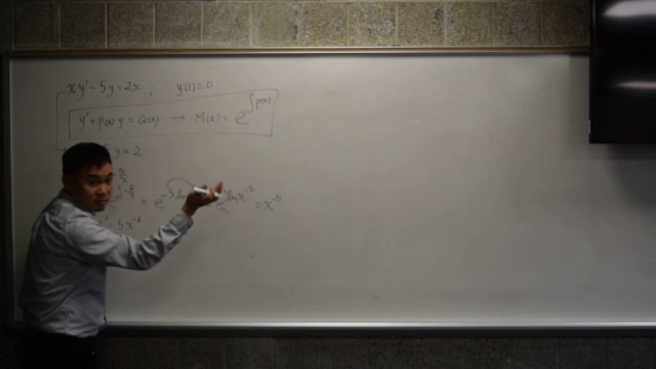 First order linear Diff Eq Example - YouTube