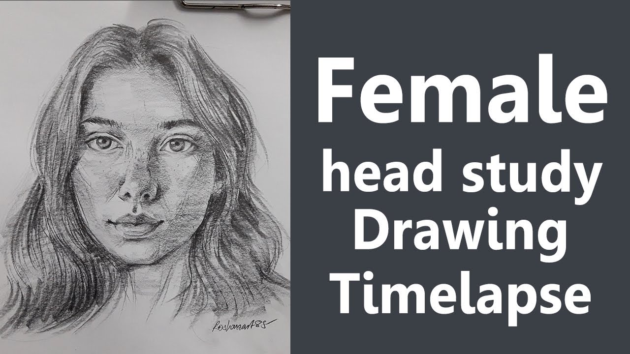 Female Head study drawing Timelapse - YouTube