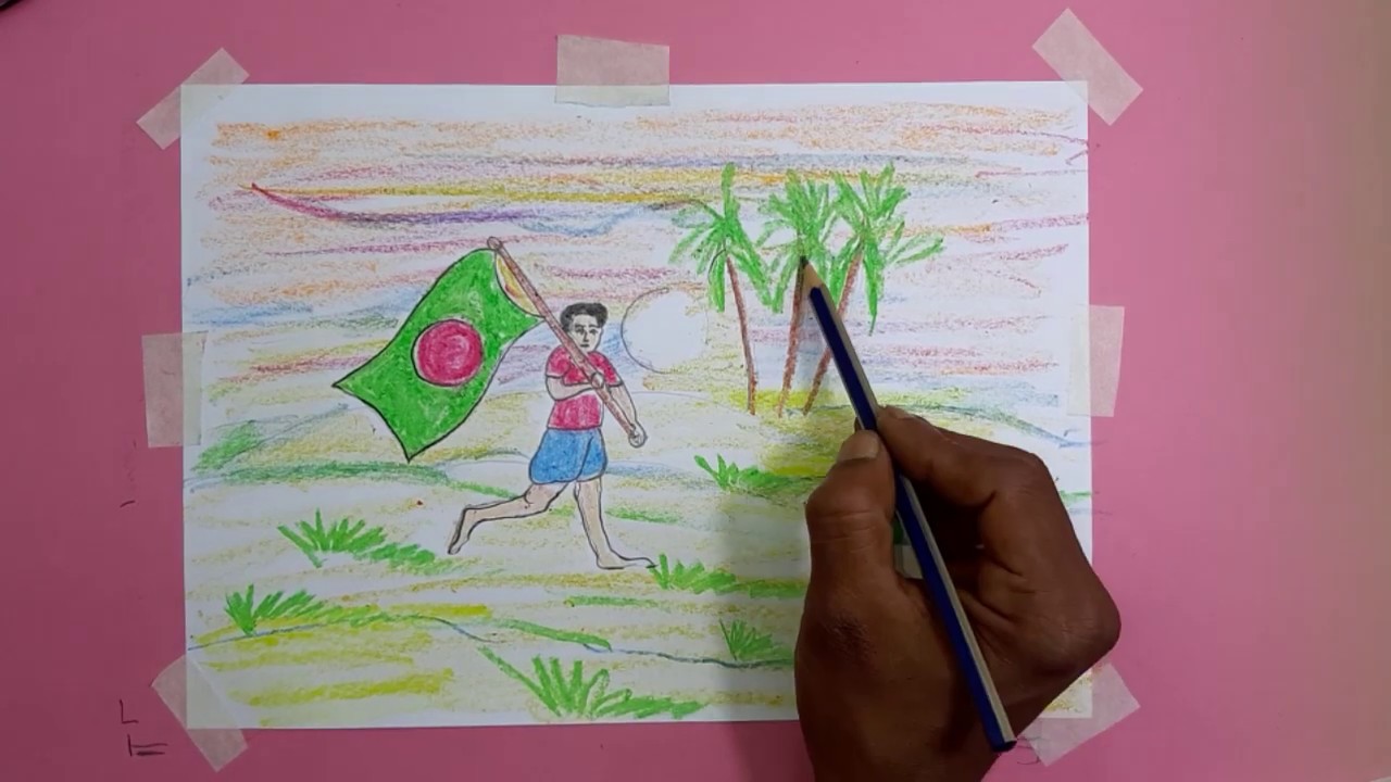 How to Draw National Flag With a Boy | Victory Day Special | Art Video ...