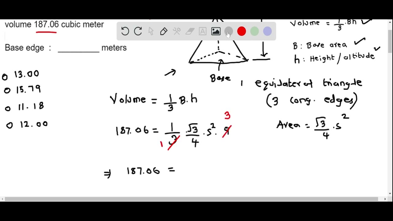 Precalculus Determine base edge of regular triangular pyramid - YouTube