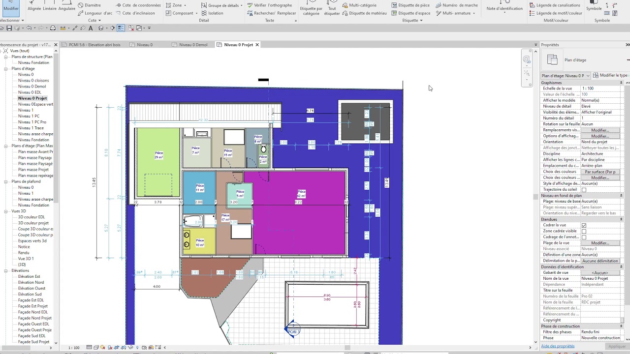 Tuto Fr revit 2020 [ couleur des pieces ] architecture repérage ...