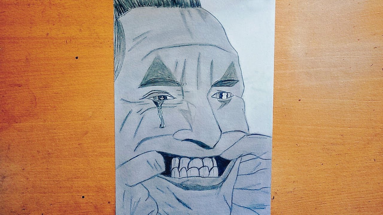 How to draw a sketch of crying joker||Tutorial video||Step by step ...