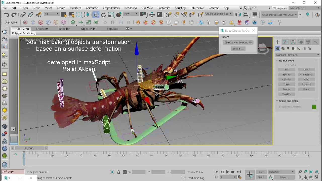 3ds max baking objects transformations based on a surface deformation ...