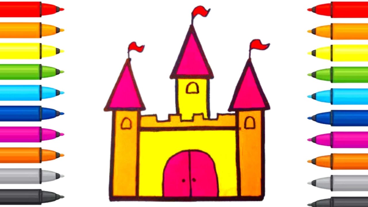 How to draw a Castle Draw a picture of a castle easy - YouTube