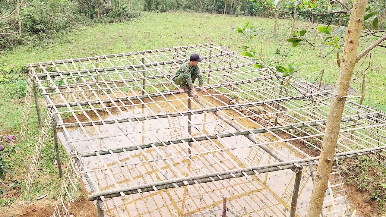 Skills in building gourd and luffa trellises using bamboo | Nông Văn bình - YouTube