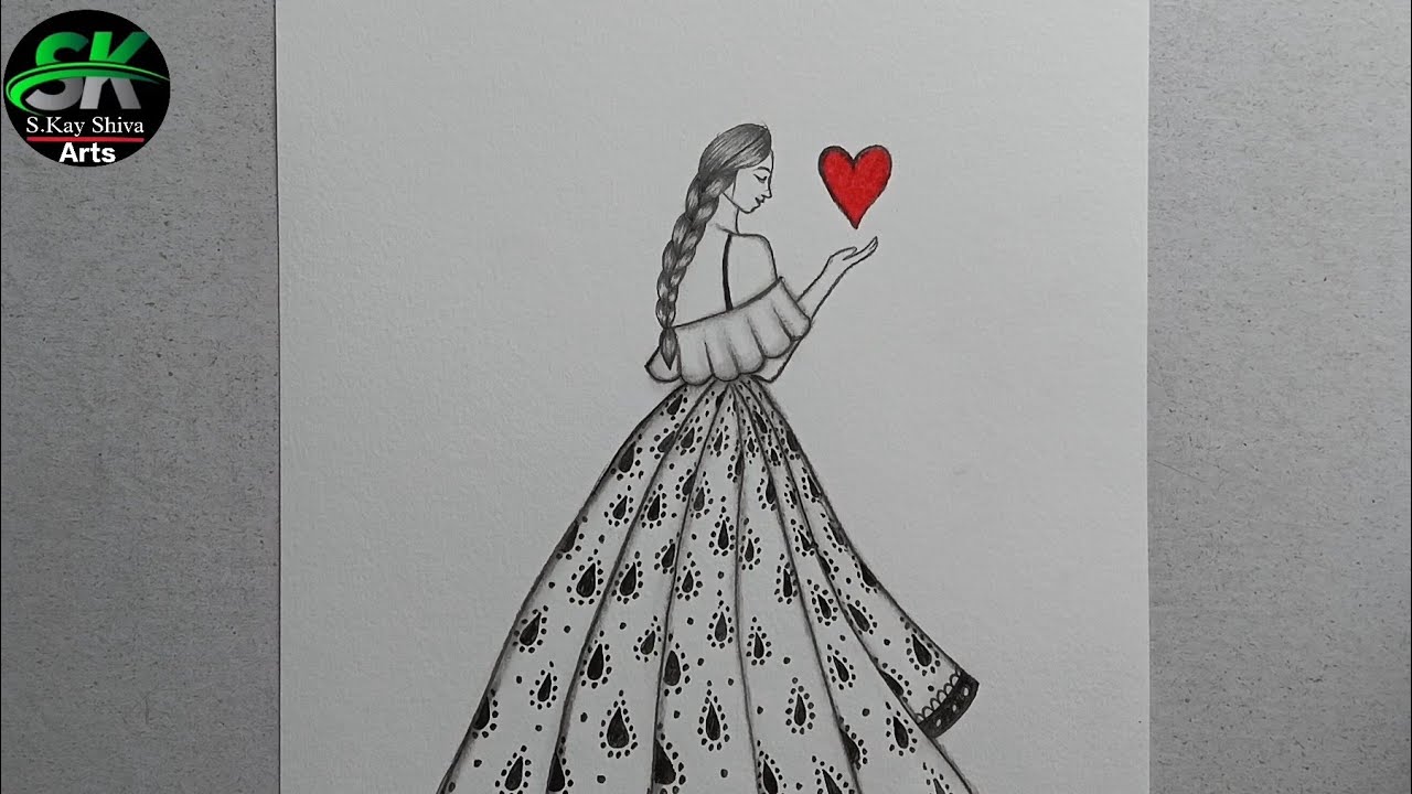 Pencil drawing girl side view easy Cute girl drawing easy drawing ...