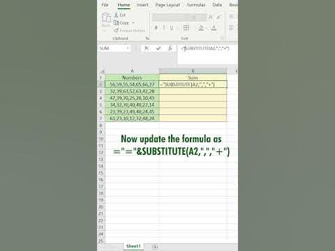 Sum of Numbers separated with Commas - Excel Tip #33 -#shorts - YouTube