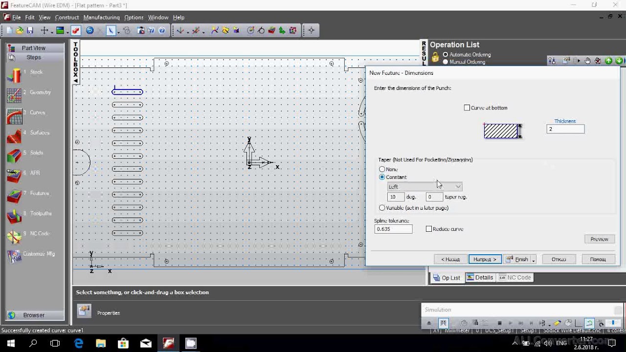 Featurecam Wire Part - YouTube