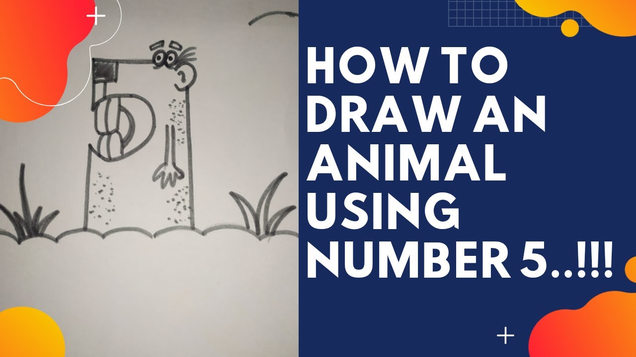How to draw an animal using number 5...??? - YouTube