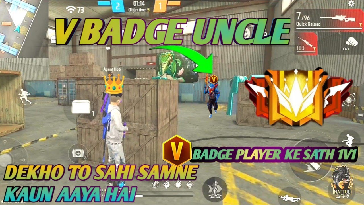 DEKHO TO SAHI SAMNE KAUN AAYA HAI 😱 V BADGE PLAYER 🔥 FF NEW GAMEPLAY ...