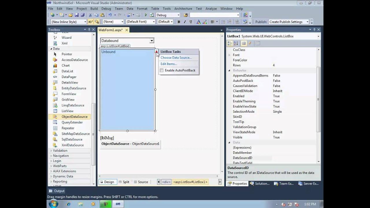 How to Bind ASP.NET DropDownList/ListBox to ObjectDataSource - YouTube