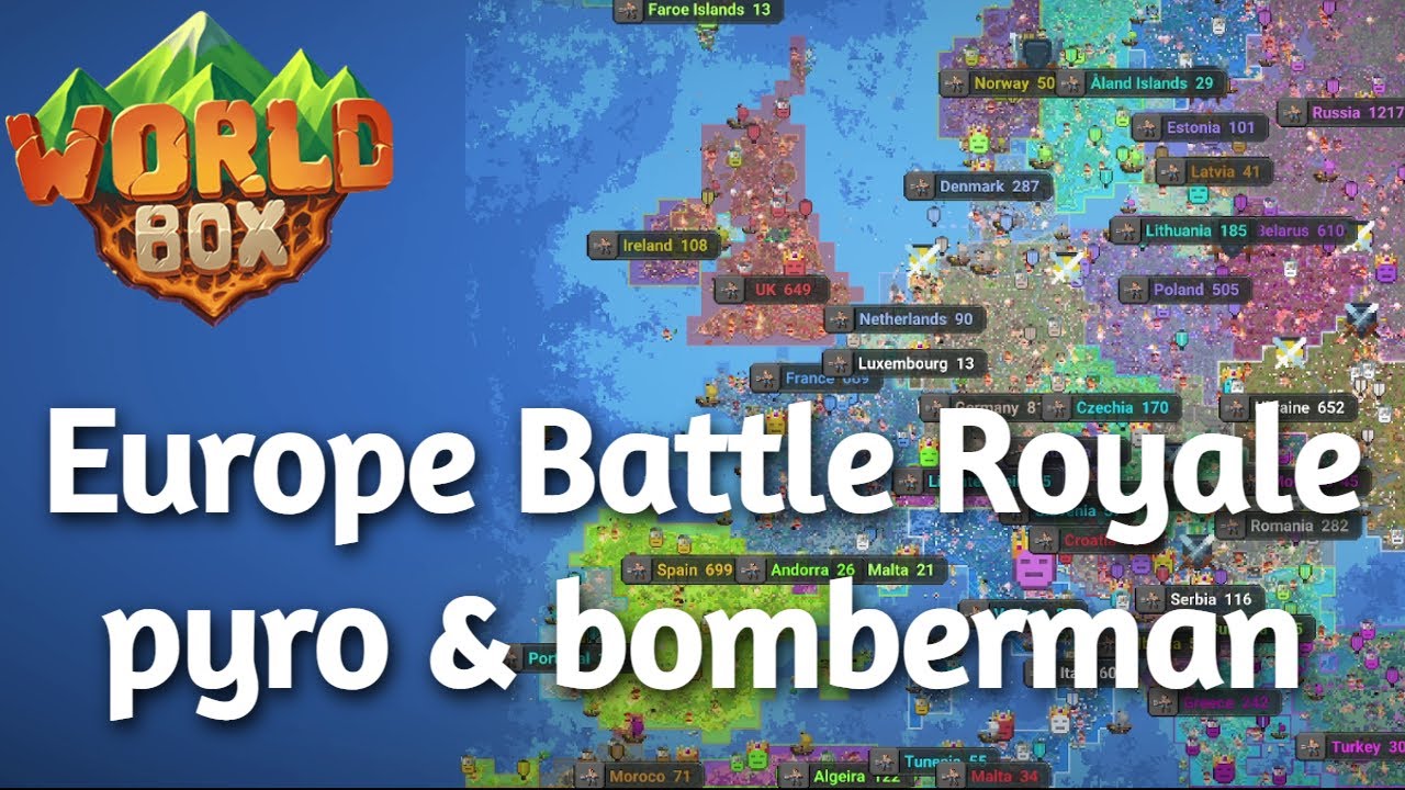 Europe Battle Royale (pyromaniac + bomberman) | WorldBox Timelapse ...