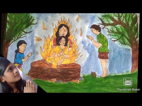 how to draw holika dahan Drawing step by step easy Drawing - YouTube