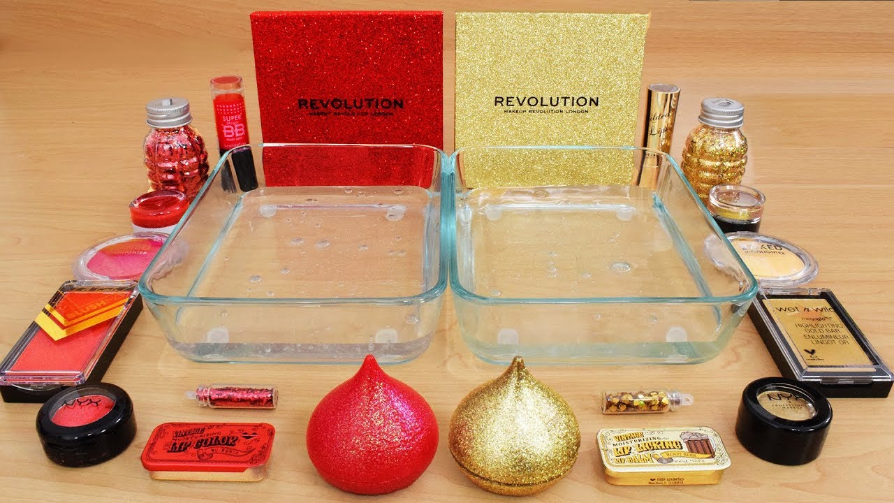 Red vs Gold - Mixing Makeup Eyeshadow Into Slime! Special Series 73 ...