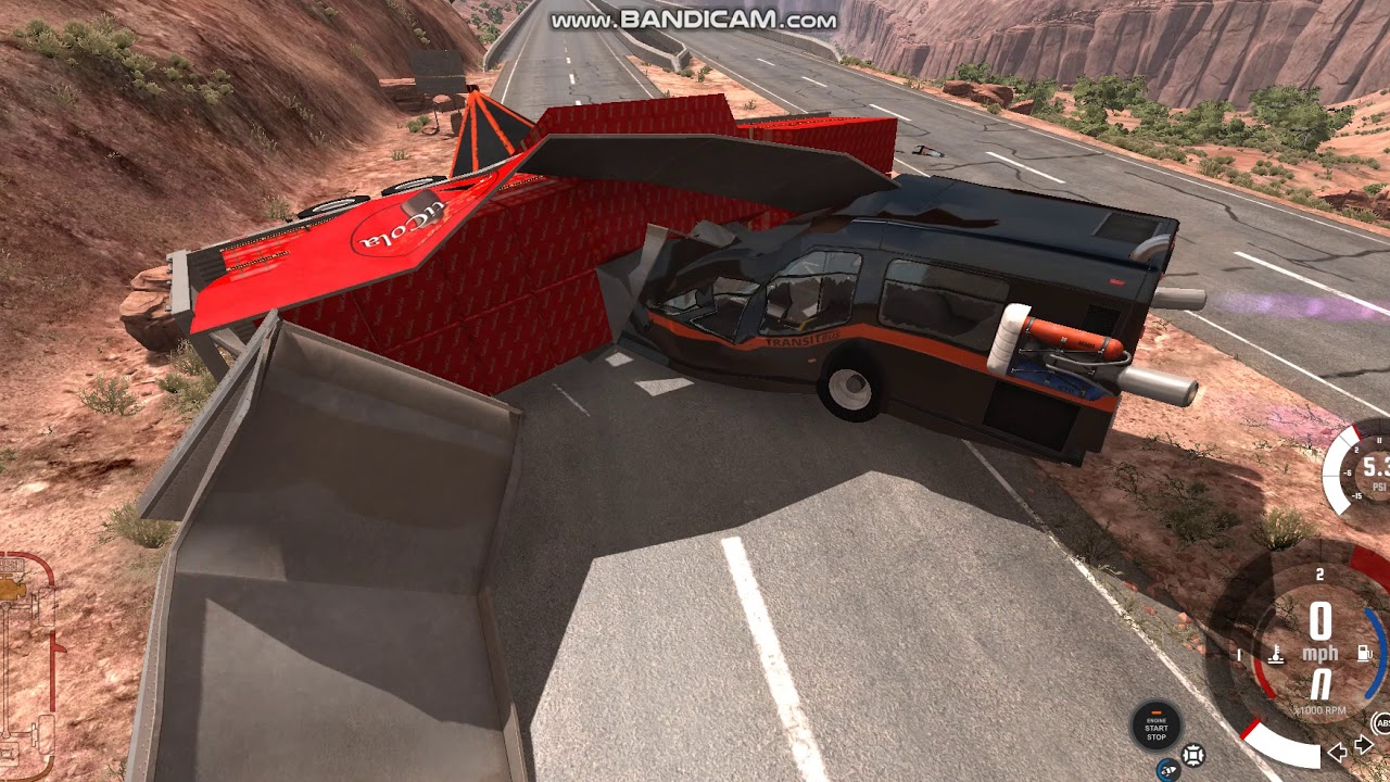 BeamNG Drive - Ramming A Bus Into A Dry Van Trailer... AT ROCKET SPEED ...