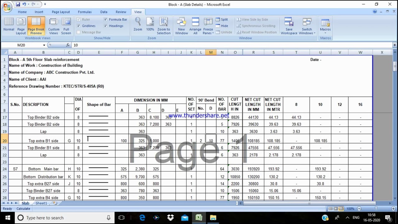 #B.B.S. of Slab into #Excel with Full Details... - YouTube