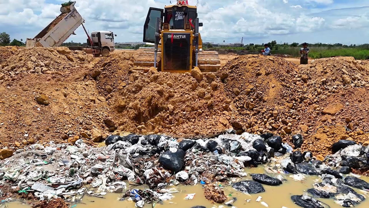 INCREDIBLE !! Massive Bulldozer Mighty Pushing Soiled and Clearing ...