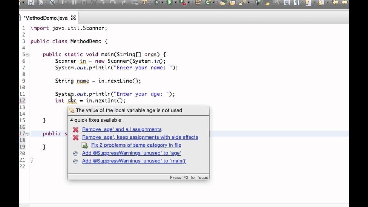 Basic Method Creation and Usage in Java - YouTube