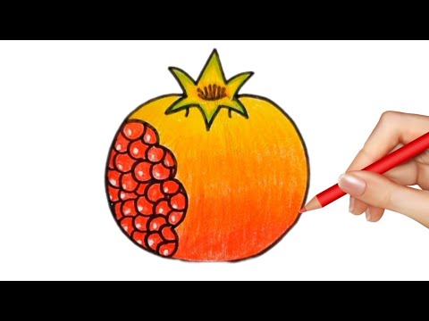 Learn How to Draw a Pomegranate Fruit Drawing | Anar drawing | - YouTube