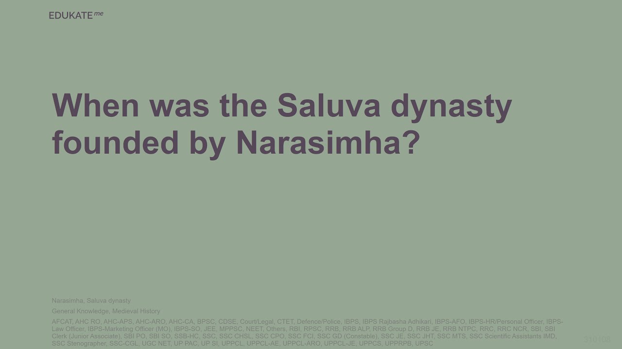 When was the Saluva dynasty founded by Narasimha? - YouTube