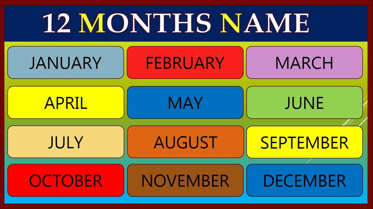 Learn 12 Months Name | Calendar Name of twelve months | January ...
